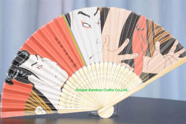 Japanese style bamboo fan with custom printing and logo - uniquebamboocraft